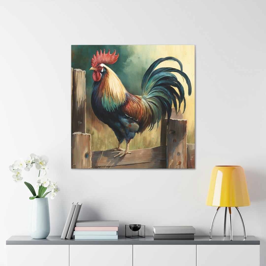 Watercolor Roosters 6 / Canvas Gallery Wrap / Americana Rooster ...