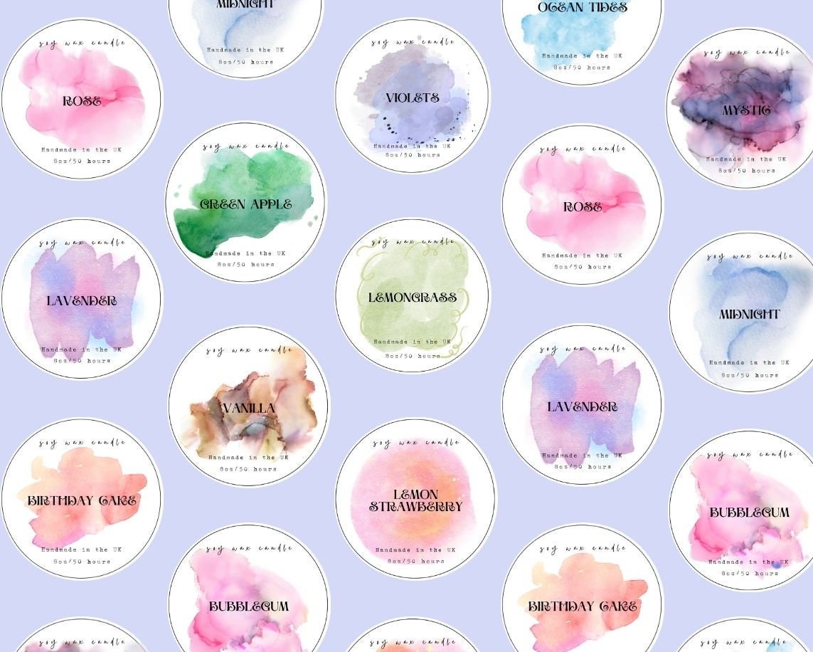 Round Candle Label Sticker Template, Editable Candle Lid Sticker Label ...