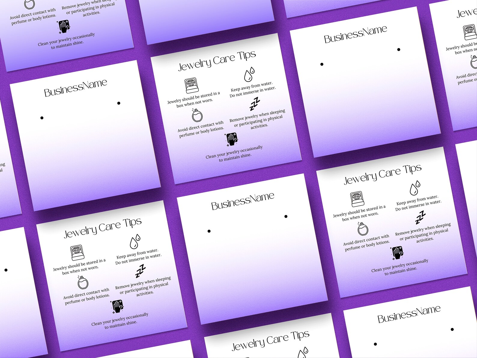 Jewelry Display Card Template With Jewelry Care Instructions, Earring ...