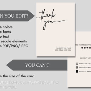 Thank You Card Editable Printable Thanks for Your Purchase - Etsy