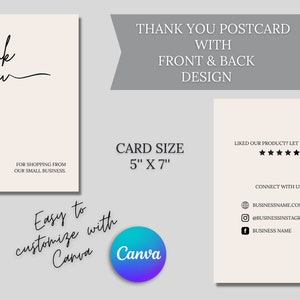 Thank You Card Editable Printable Thanks for Your Purchase - Etsy