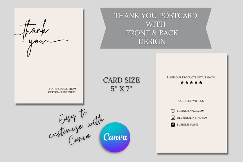 Thank You Card Editable Printable Thanks for Your Purchase - Etsy
