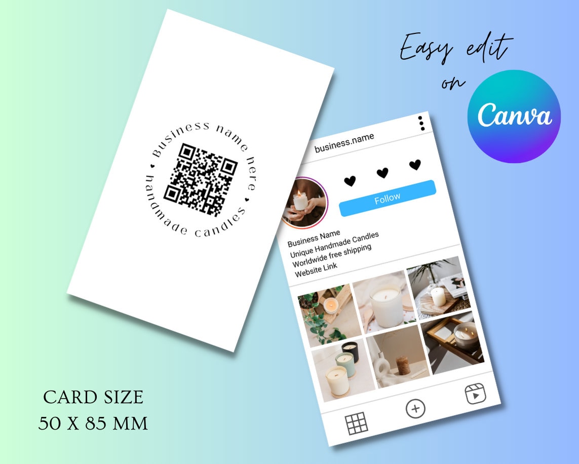 Instagram Business Card Template, DIY Editable Small Business Design ...