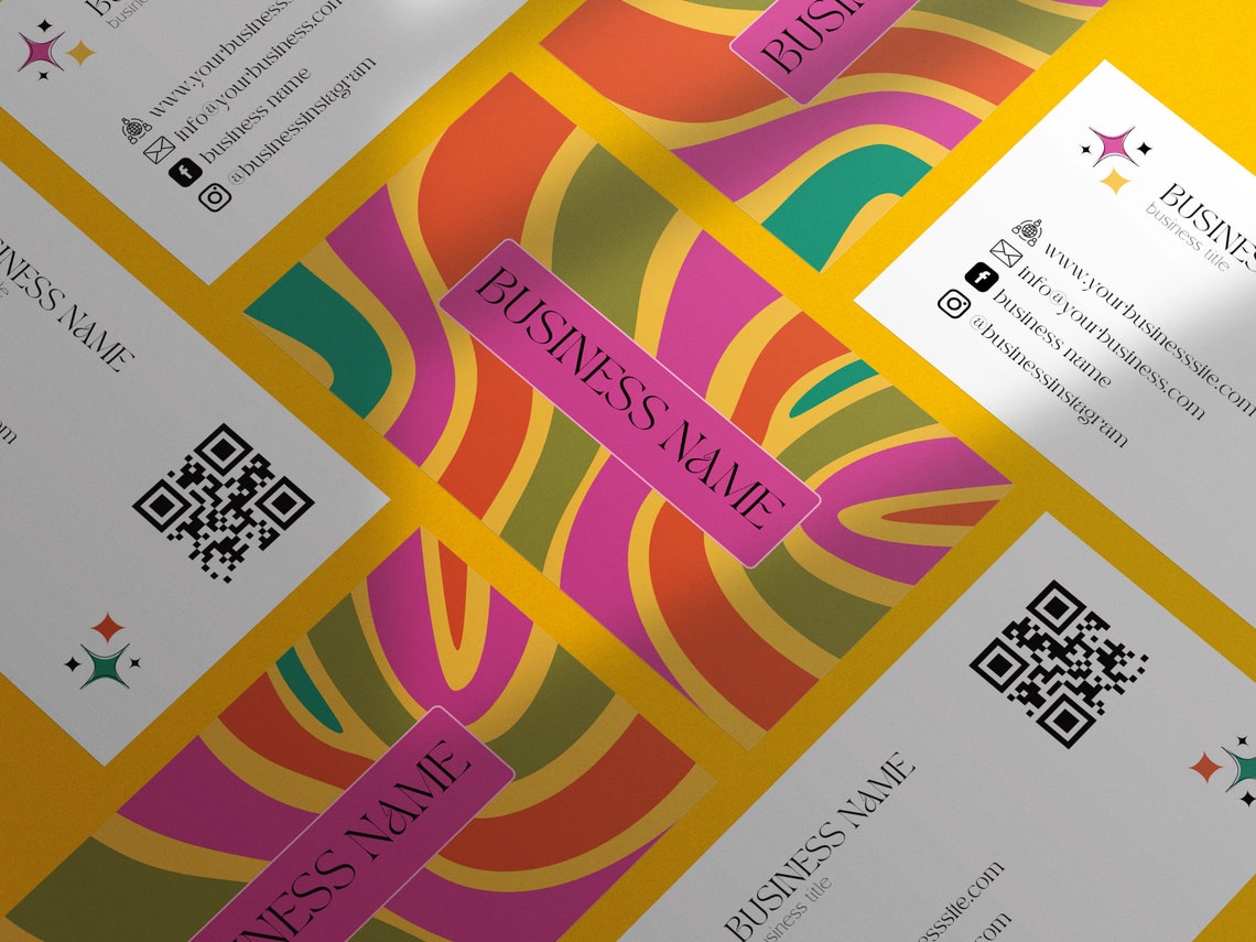 Retro Business Card Template, Editable & Printable Business Card Design ...