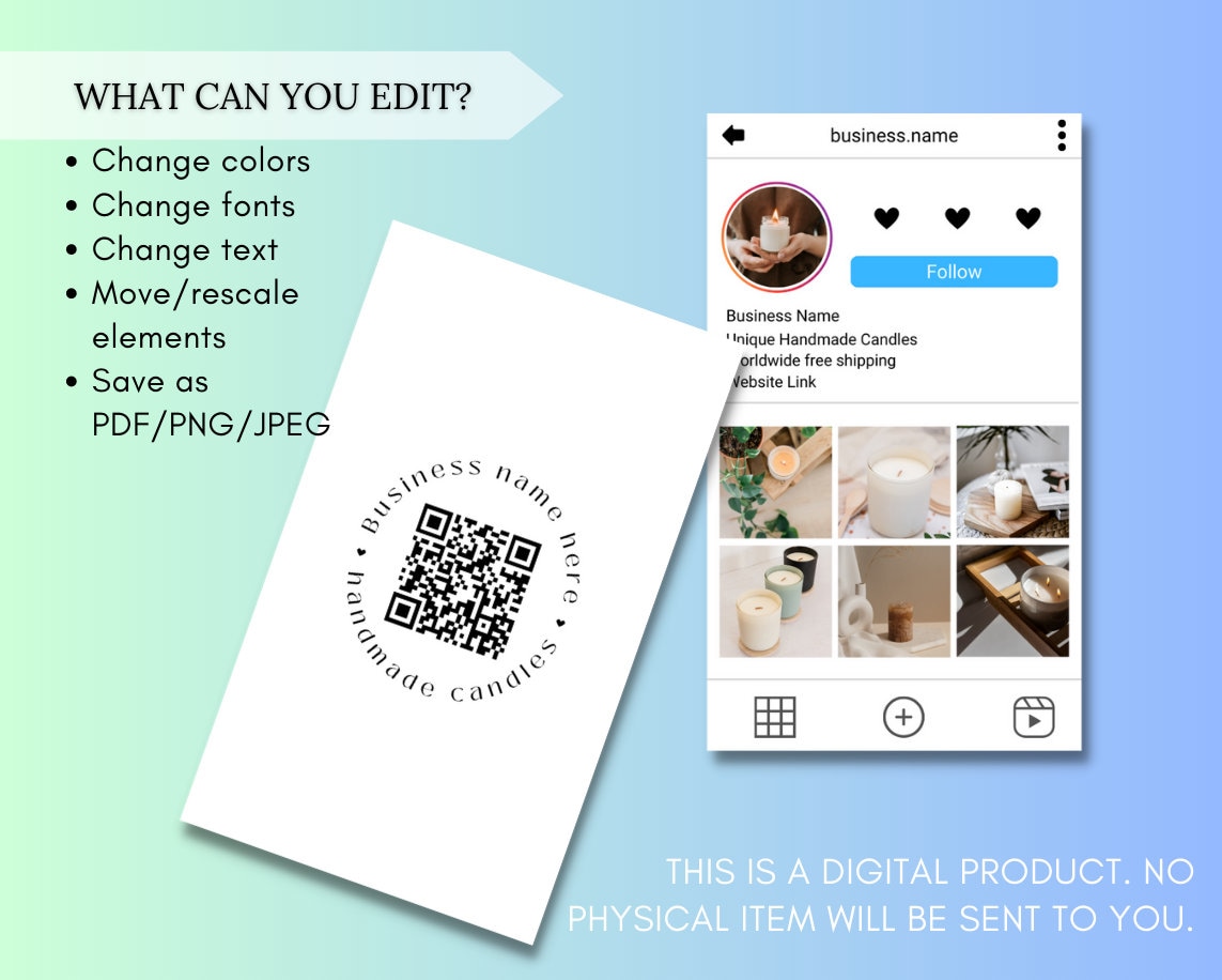 Instagram Business Card Template, DIY Editable Small Business Design ...