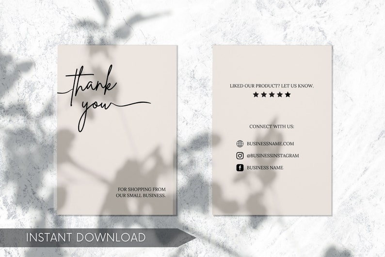 Thank You Card Editable Printable Thanks for Your Purchase - Etsy