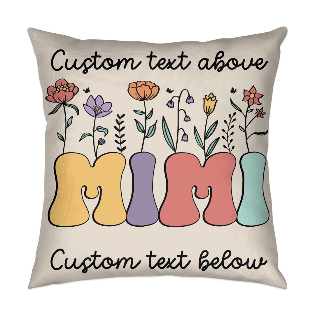 Personalized Colorful Floral Vase Letter Print Pillow, Decorative ...