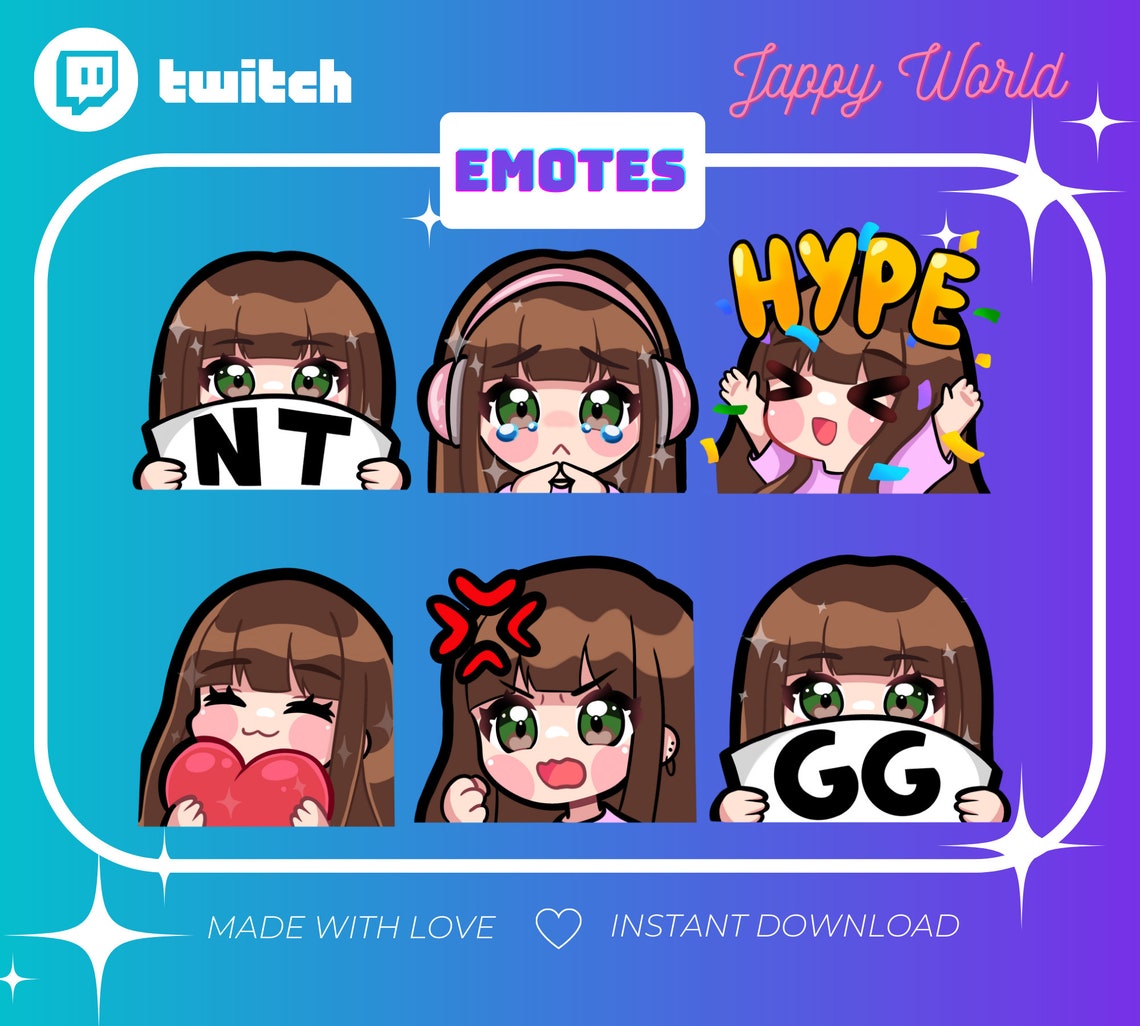 GAMER GIRL EMOTICONS / Twitch / Discord / Streaming / Cute Gamer Girl ...