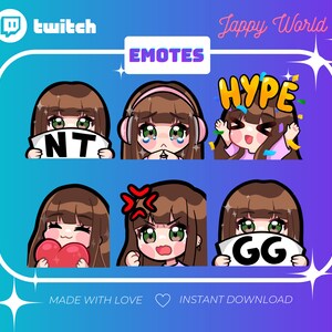 GAMER GIRL EMOTICONS / Twitch / Discord / Streaming / Cute Gamer Girl ...
