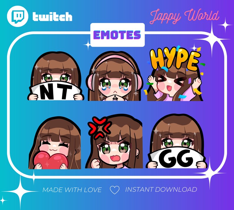 GAMER GIRL EMOTICONS / Twitch / Discord / Streaming / Cute Gamer Girl ...