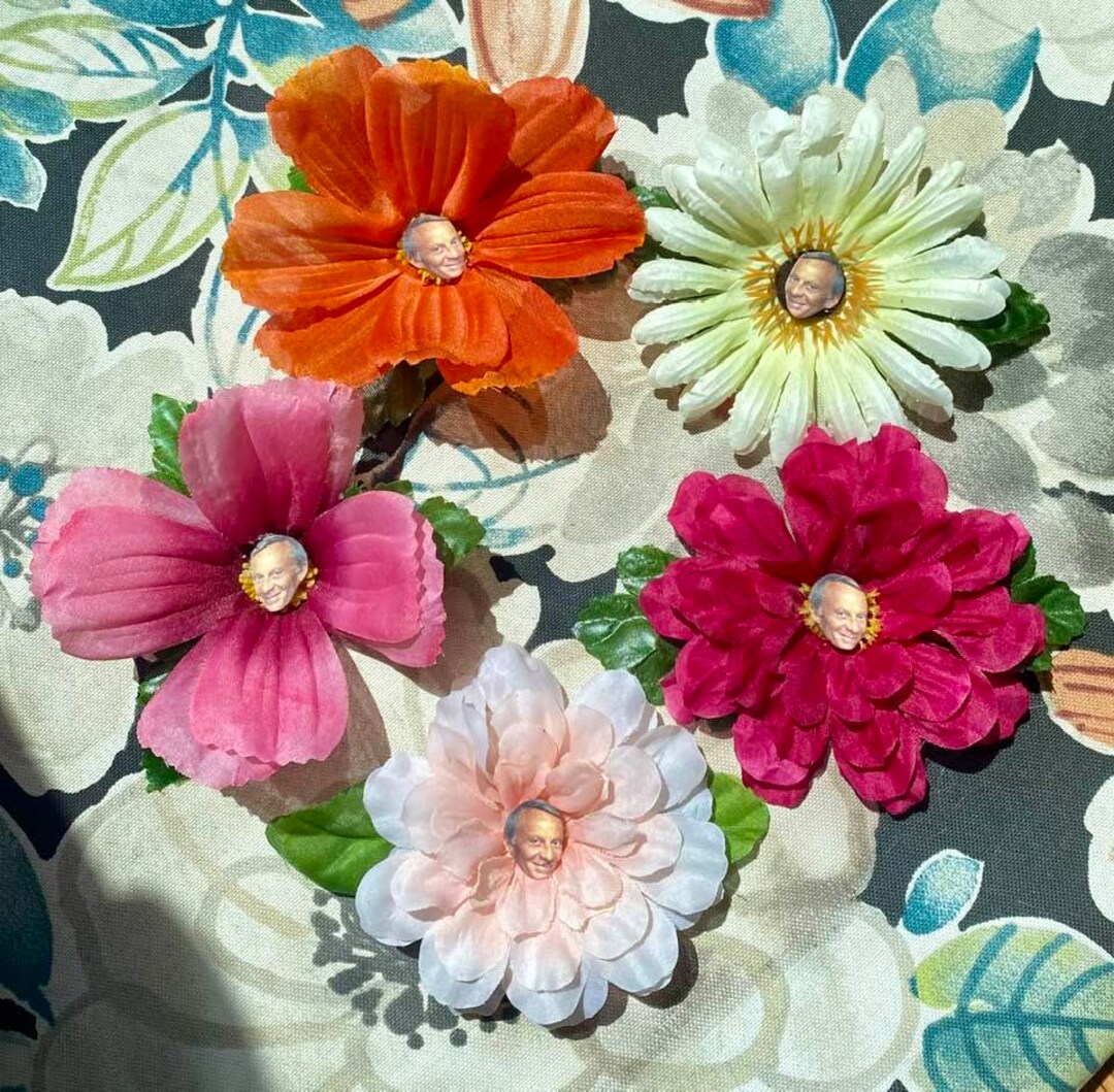 Stanley Roper Faces on Flower on Hair Clip, Pin for Kaftan (or DIY to ...