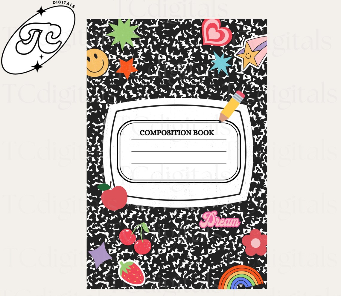 Composition Notebook PNG , Composition Book Cover File for Sublimation ...