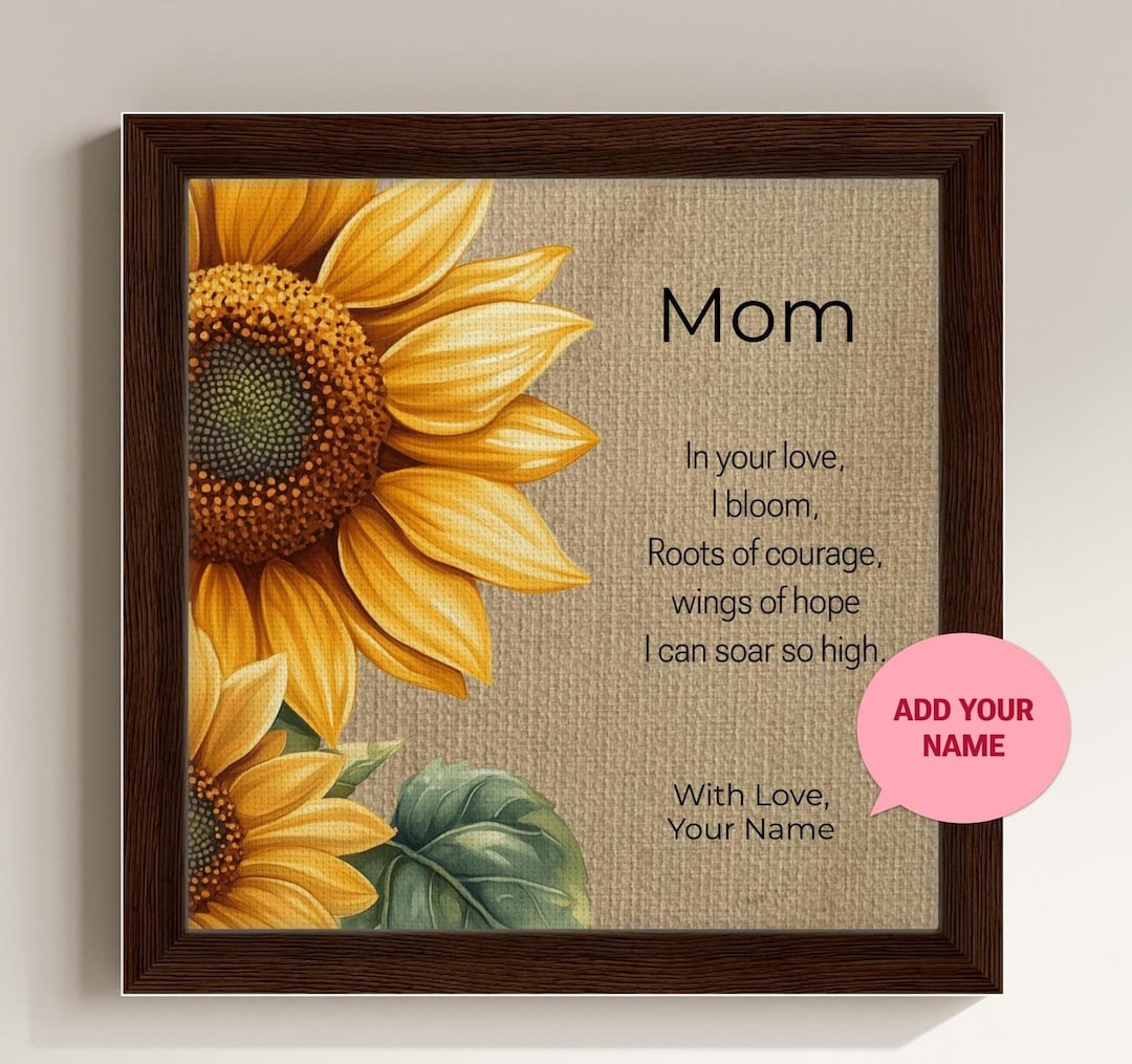 Mom in Your Love - Haiku Poem Framed Canvas - Woven Neutral Background ...