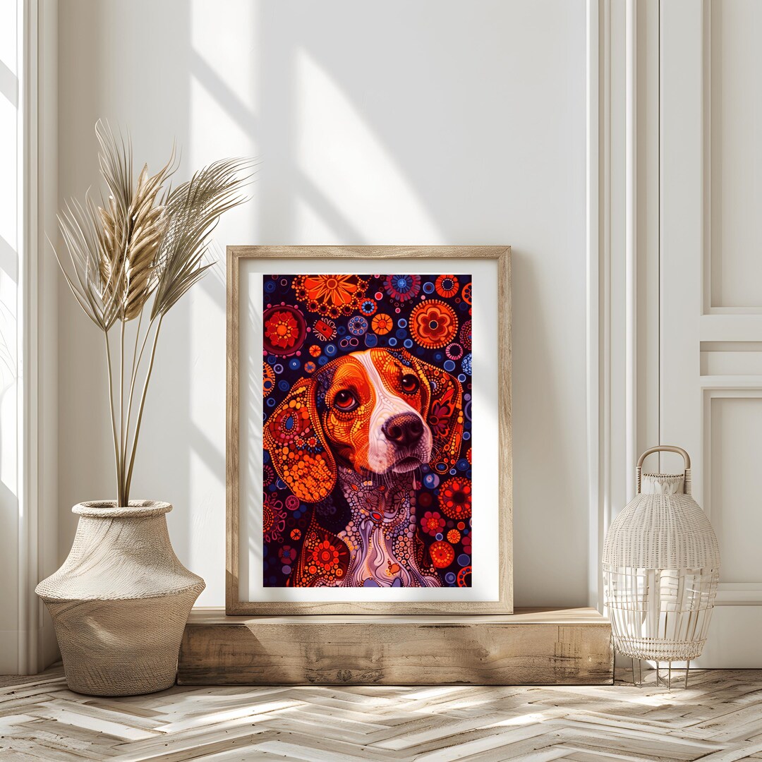 Beagle Mosaic Bejeweled Silk Poster, Wall Art Decor, Indoor Outdoor ...