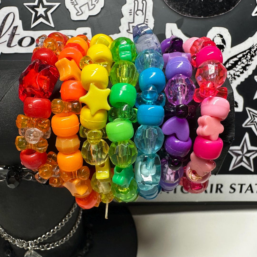 Rainbow Kandi FULL SET of SEVEN Bracelets | Perfect for Stacking ...