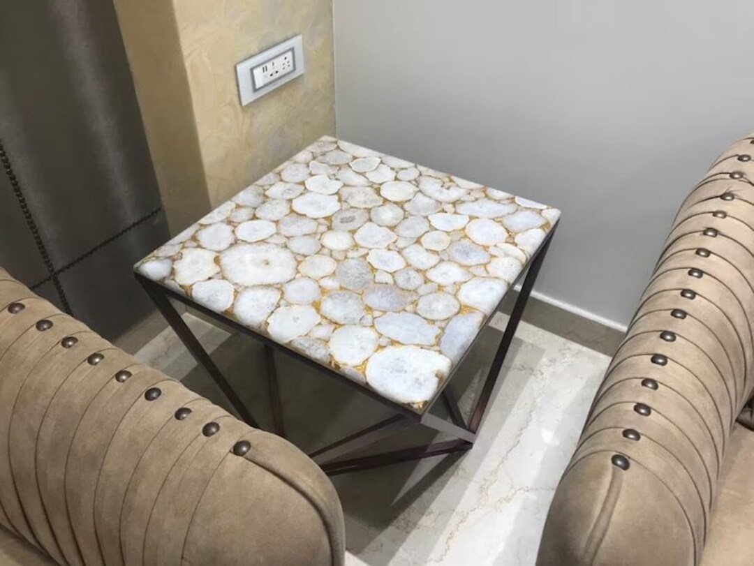 Handmade Natural White Agate Table Top, Art Decor Furniture - Etsy