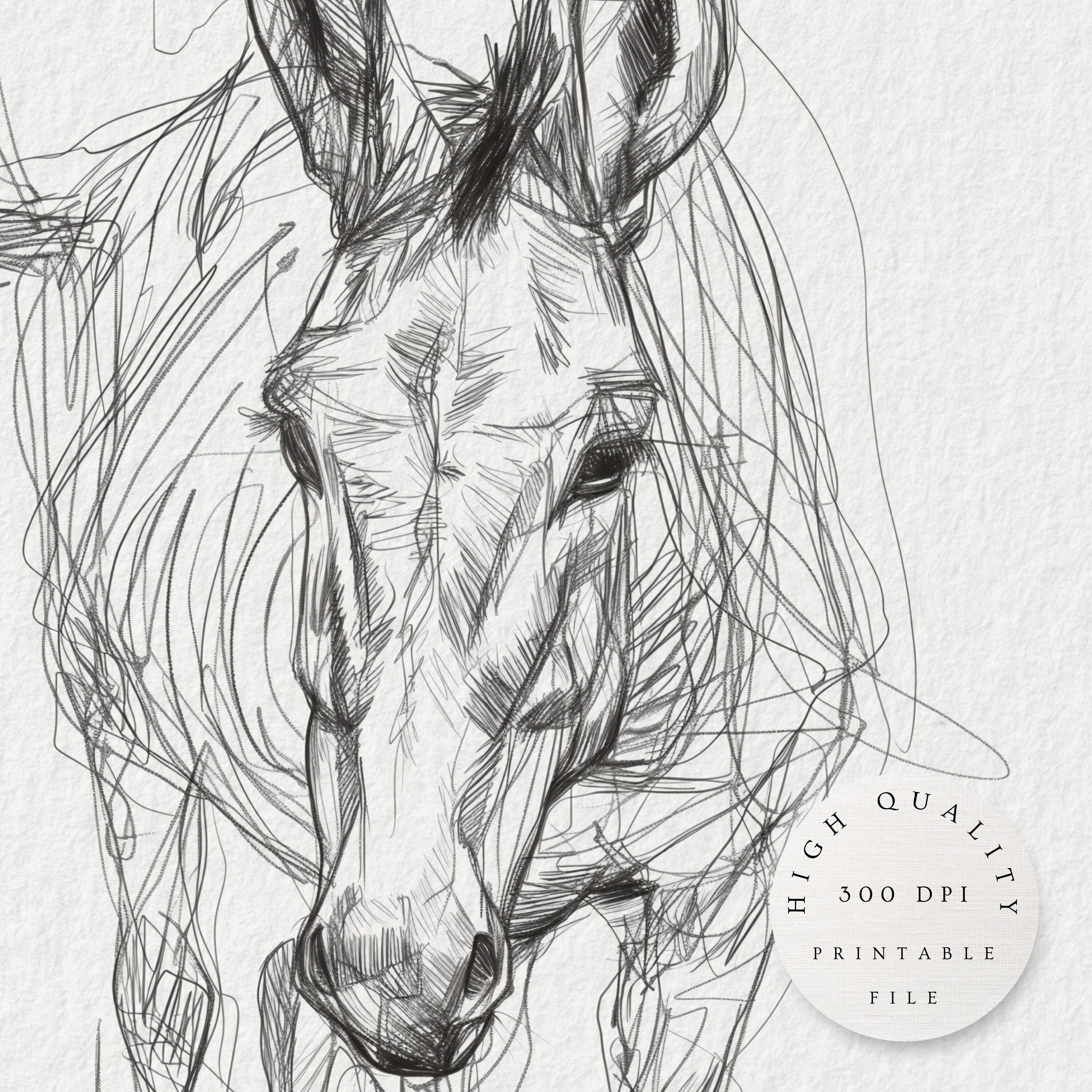 Donkey Drawing | Donkey Line Art Print | Donkey Painting | Pencil ...