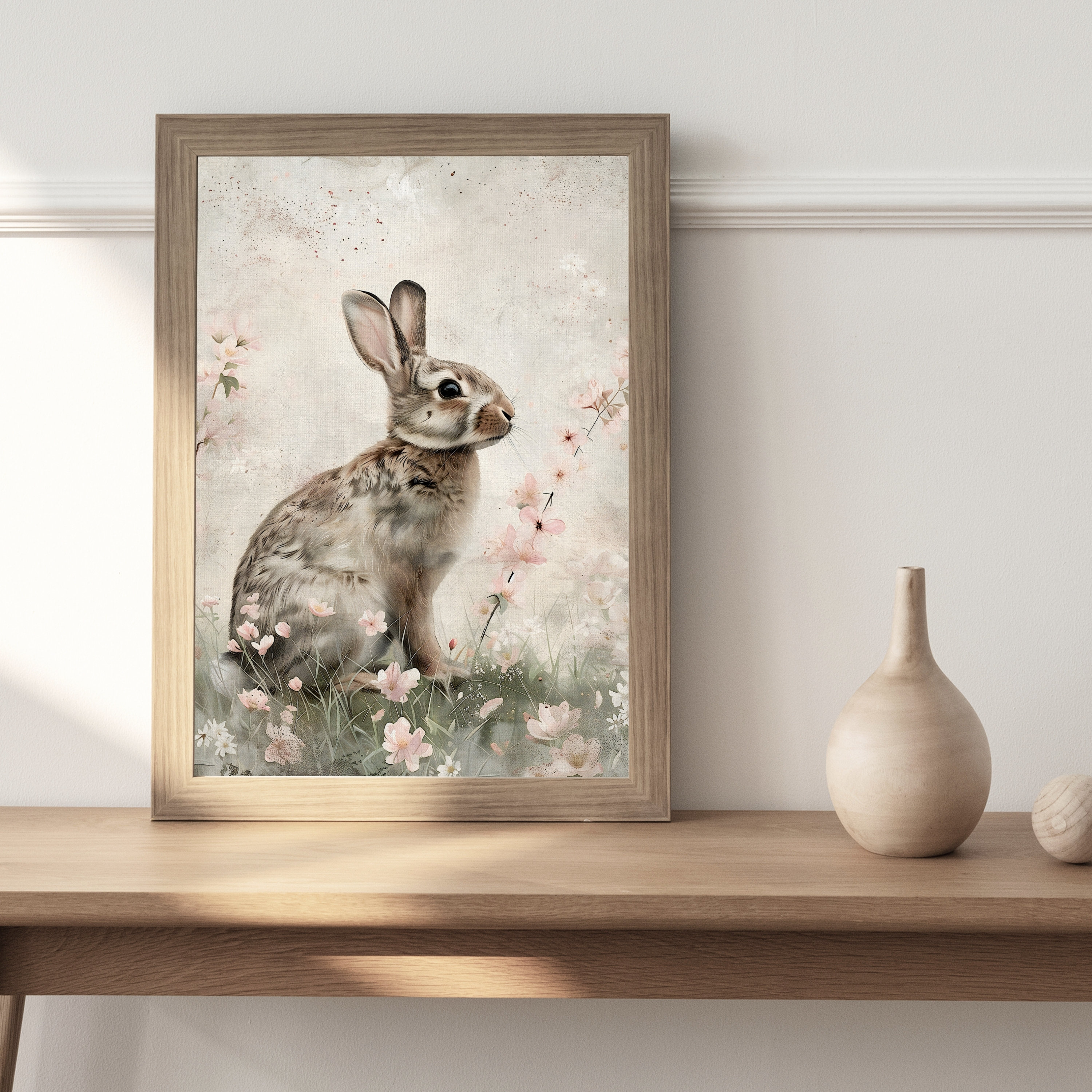 Easter Bunny Vintage Oil Painting | Spring Wall Art | Vintage Easter ...