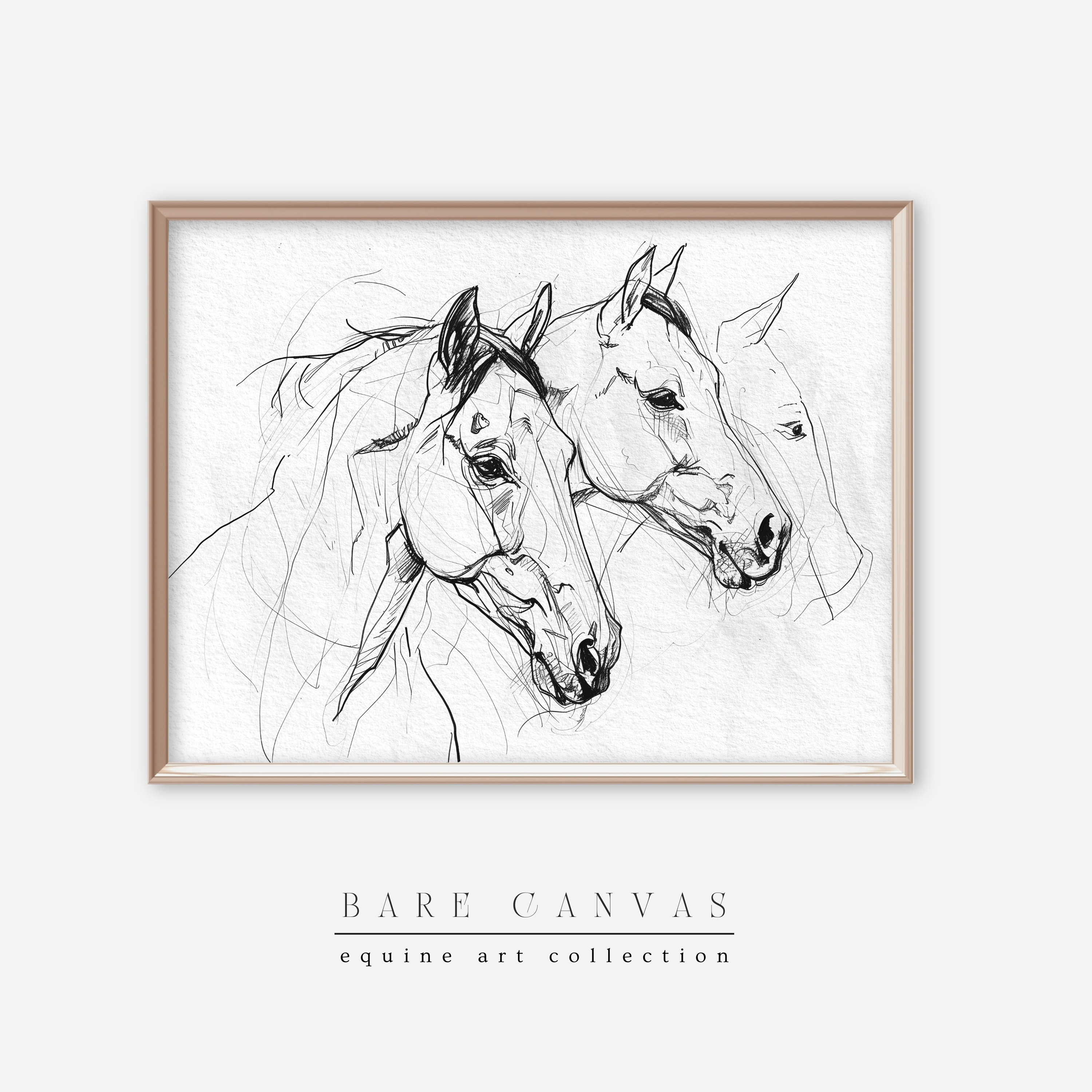 Horse Line Art Print | Horse Drawing | Pencil Drawing | Equine Drawing ...