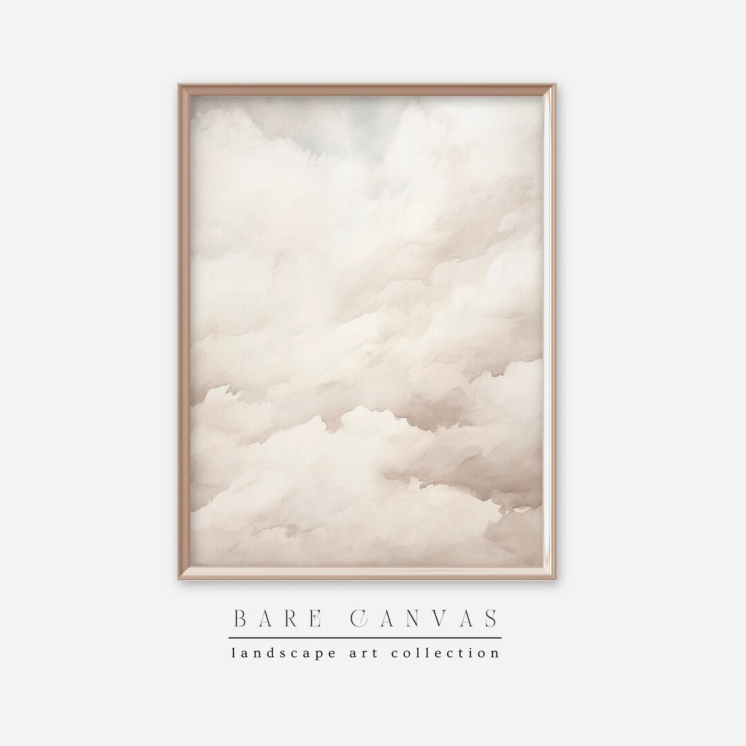 Clouds Soft Beige Painting | Neutral Art Print | Clouds Vintage Modern ...