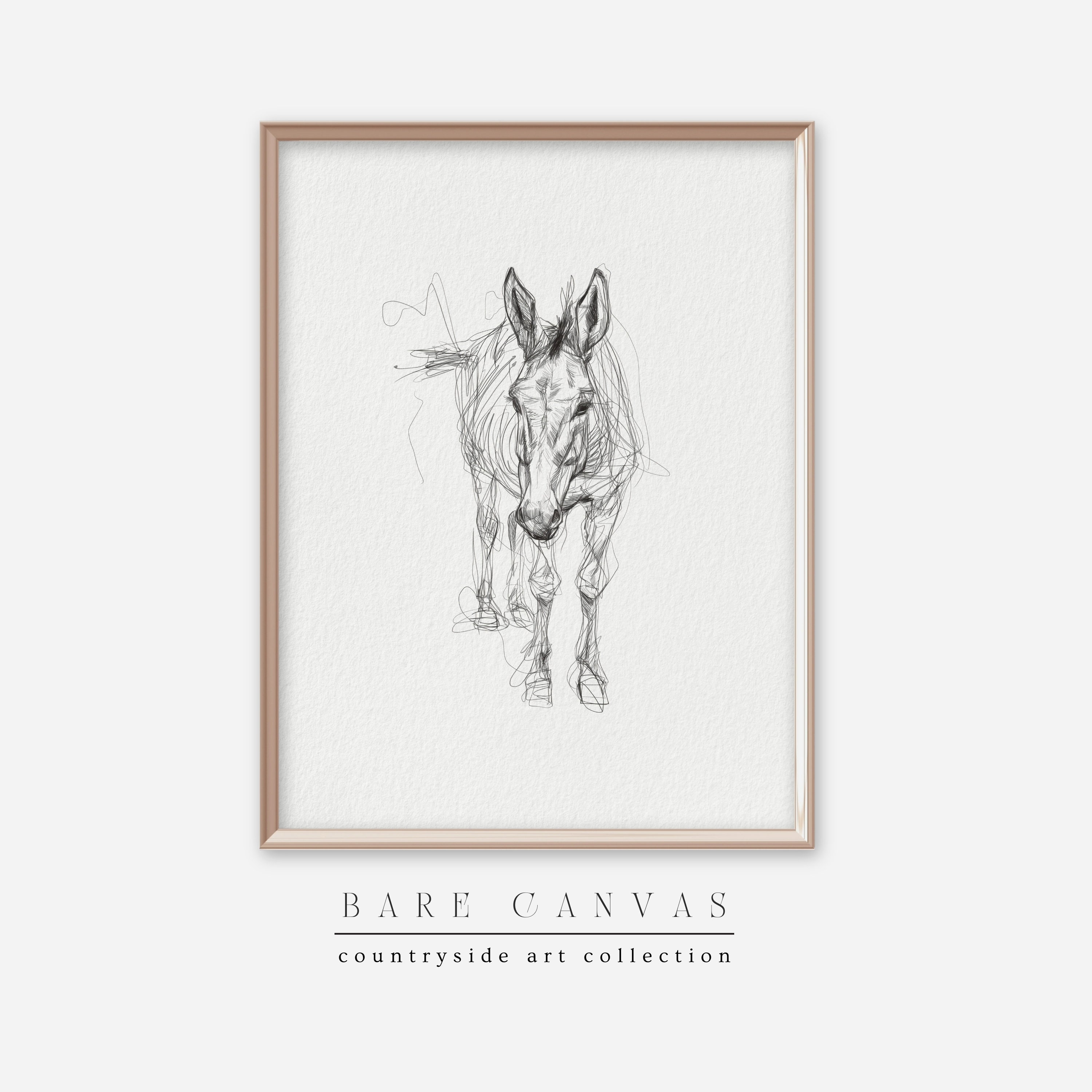 Donkey Drawing Donkey Line Art Print Donkey Painting Pencil Drawing ...