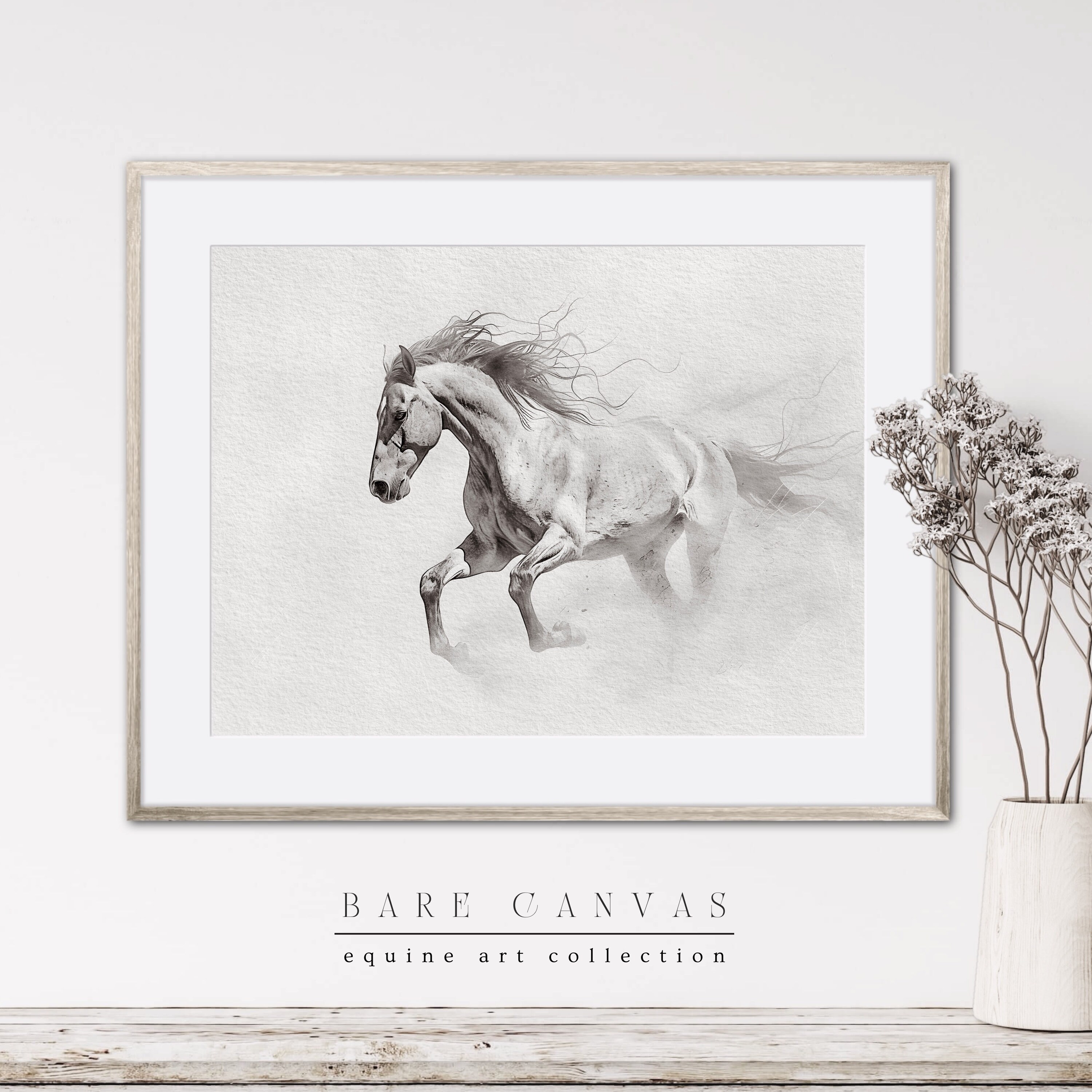 Horse Drawing | Horse Line Art | Horse Drawing Print | Equine Drawing ...