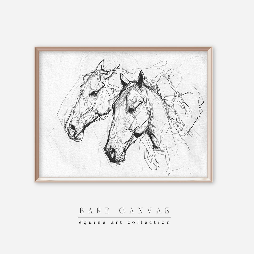 Horse Line Art Print | Horse Art | Pencil Drawing | Equine Sketch ...