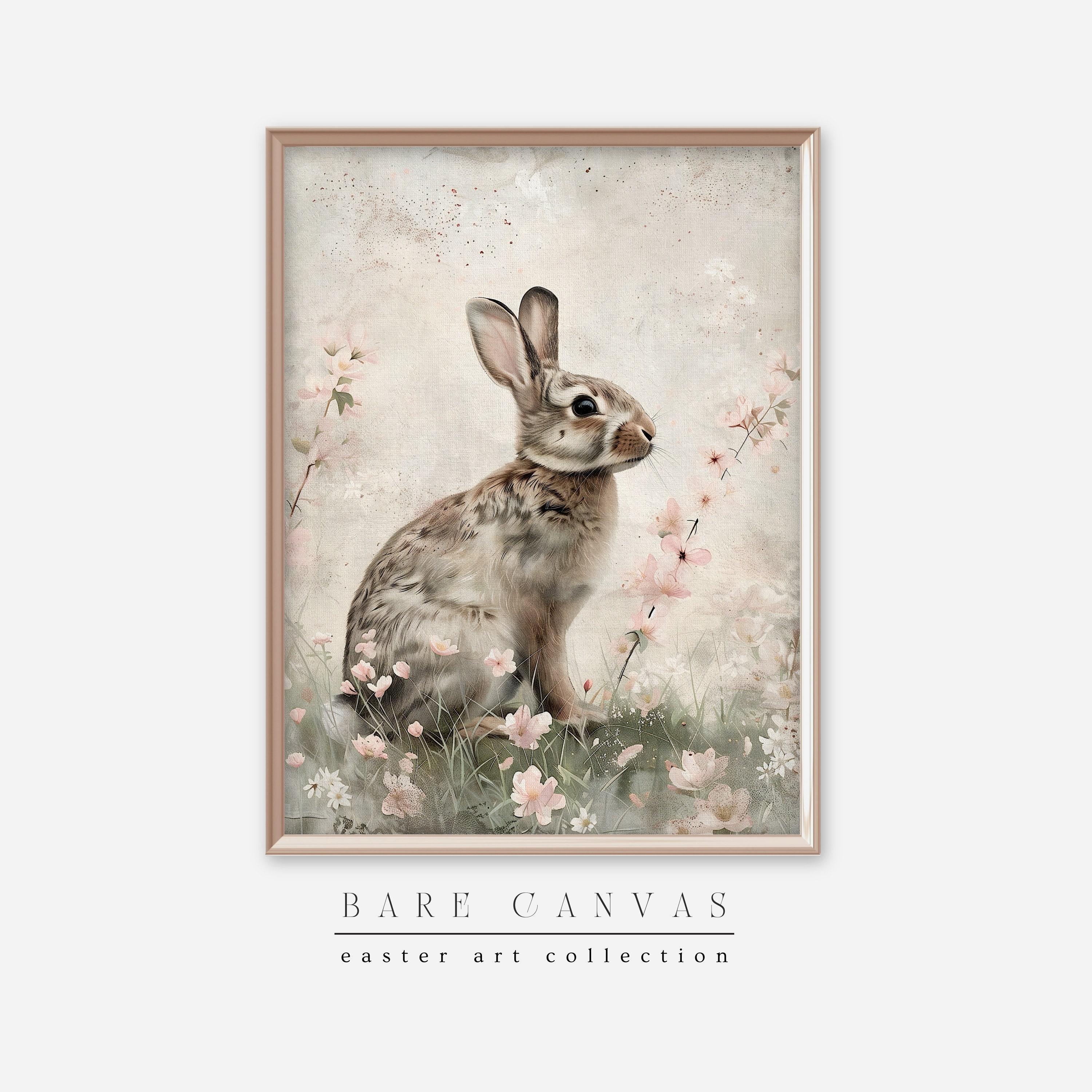 Easter Bunny Vintage Oil Painting | Spring Wall Art | Vintage Easter ...