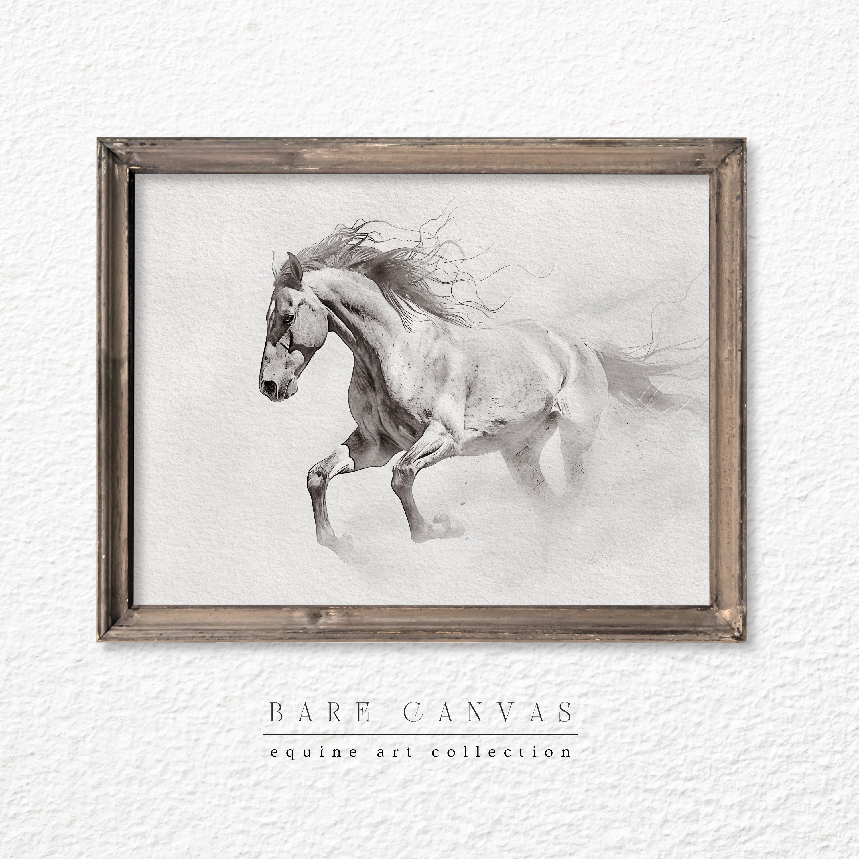 Horse Drawing | Horse Line Art | Horse Drawing Print | Equine Drawing ...