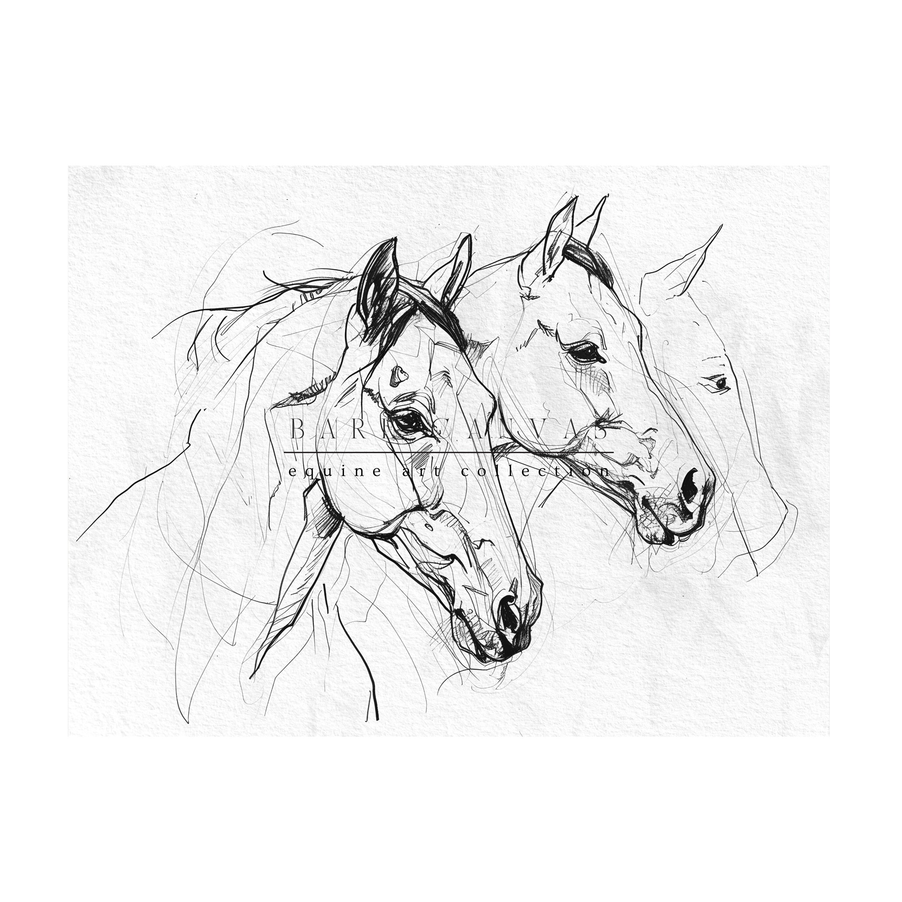 Horse Line Art Print Horse Drawing Pencil Drawing Equine Drawing Equine ...