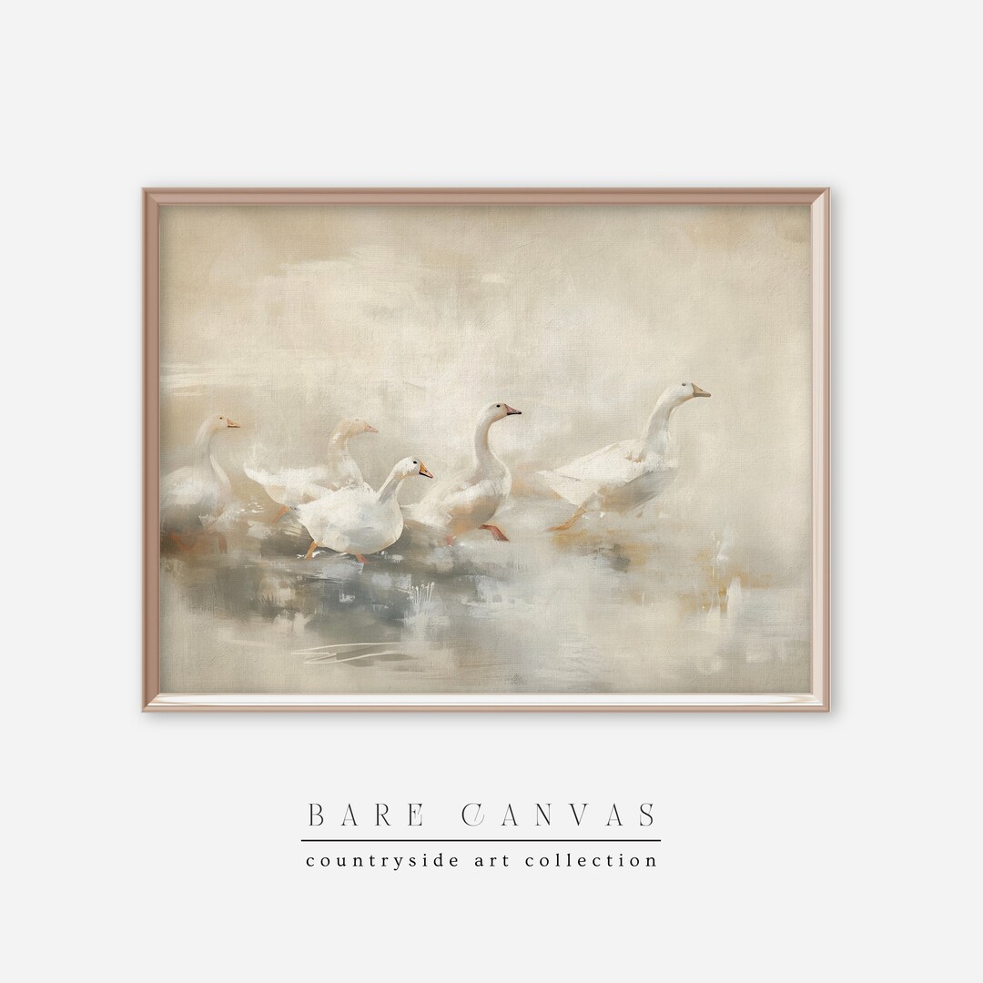 Goose Painting | Running Geese Painting | Vintage Goose Oil Painting ...