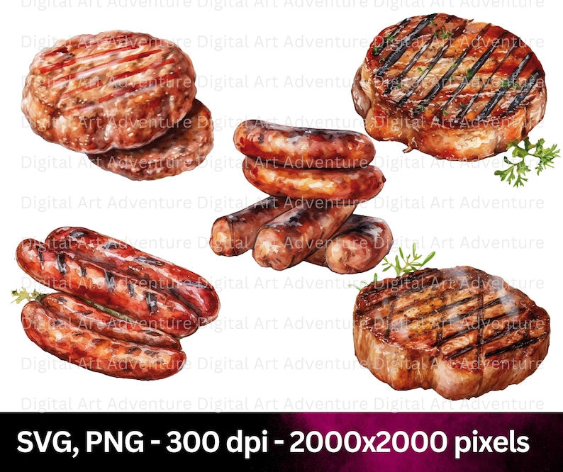 Premium Watercolor BBQ Clipart - Barbeque Items Download - Instant ...