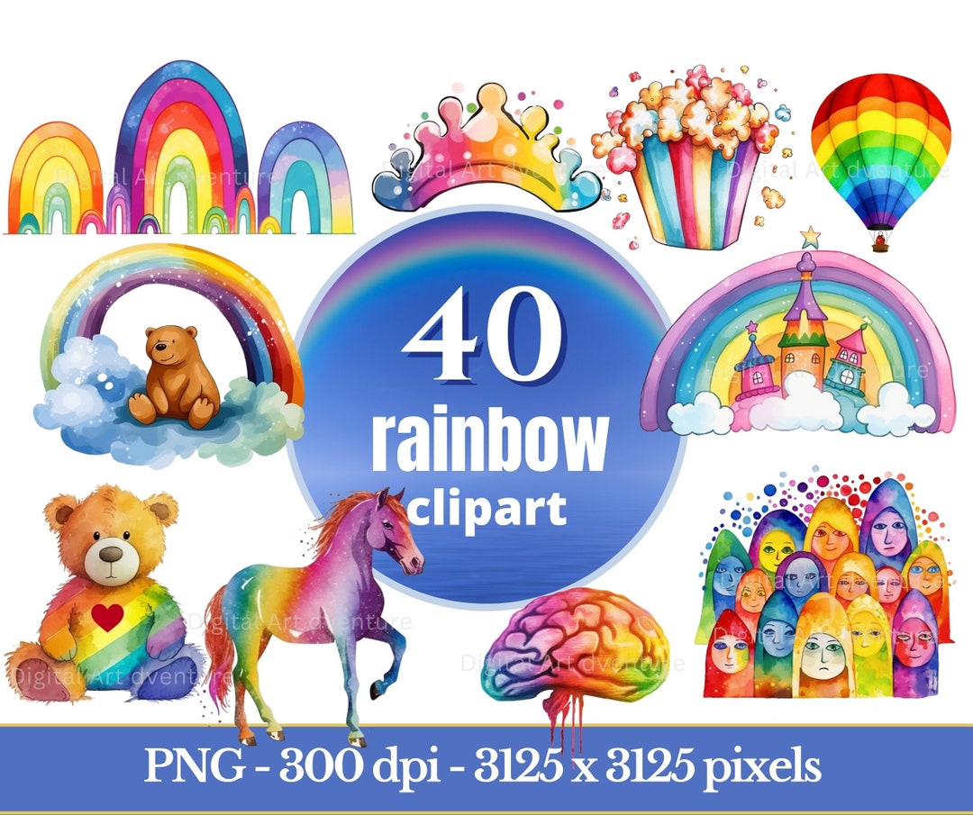 Watercolor Rainbow Clipart - Watercolor, 40 Files, Background Clear PNG ...
