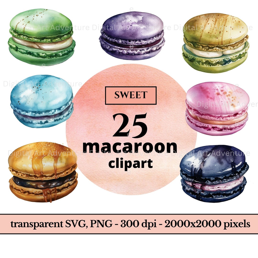 Macaroon Clipart Print 25 PNG25 SVG Watercolor T-shirt - Etsy