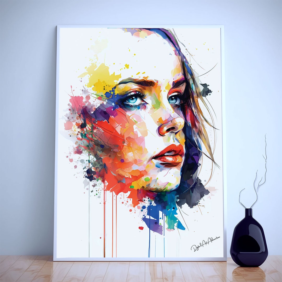 Art-house Style Digital Girl Portrait, Water Color, DIGITAL DOWNLOAD - Etsy