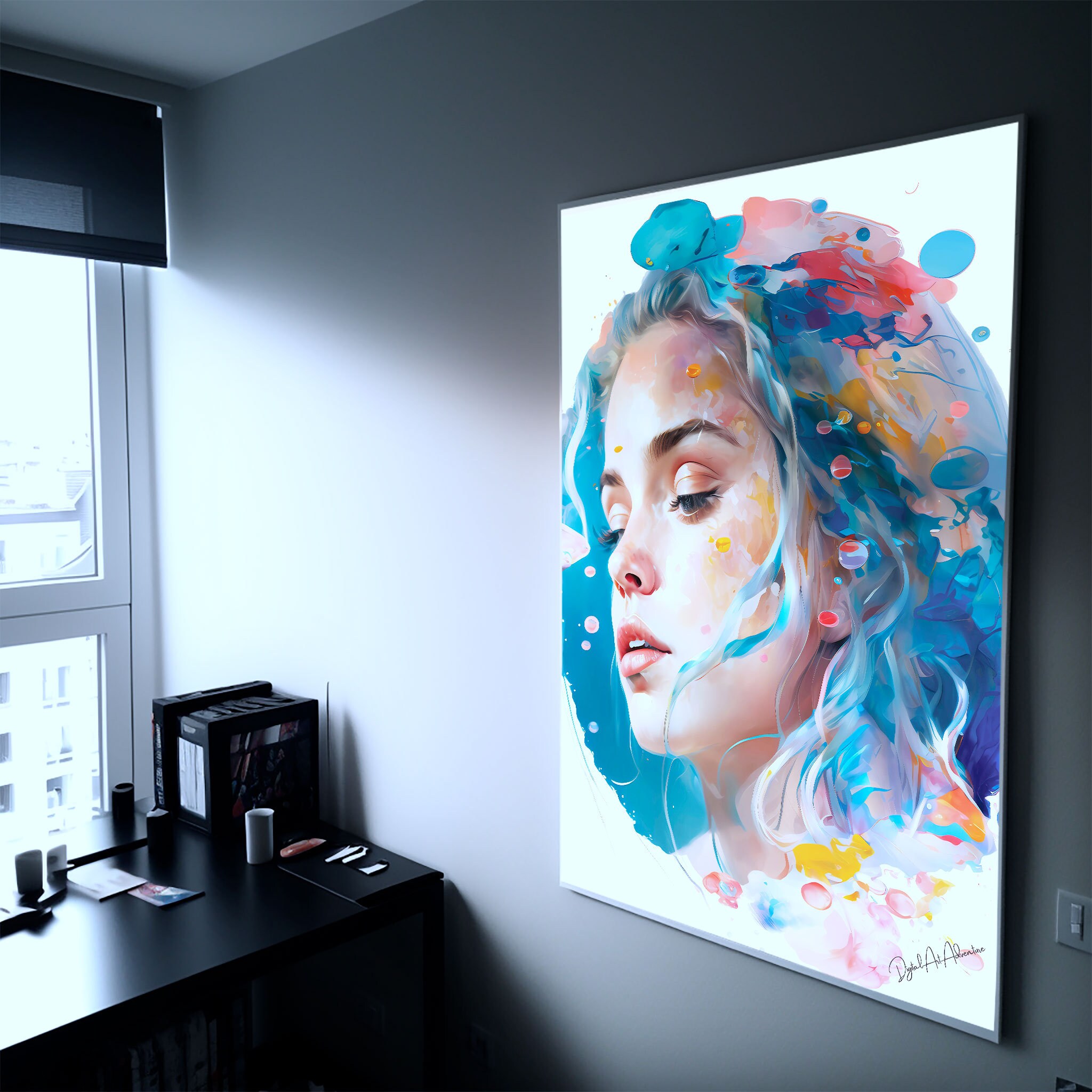 Art-house Style Digital Girl Portrait, Water Color, DIGITAL DOWNLOAD - Etsy