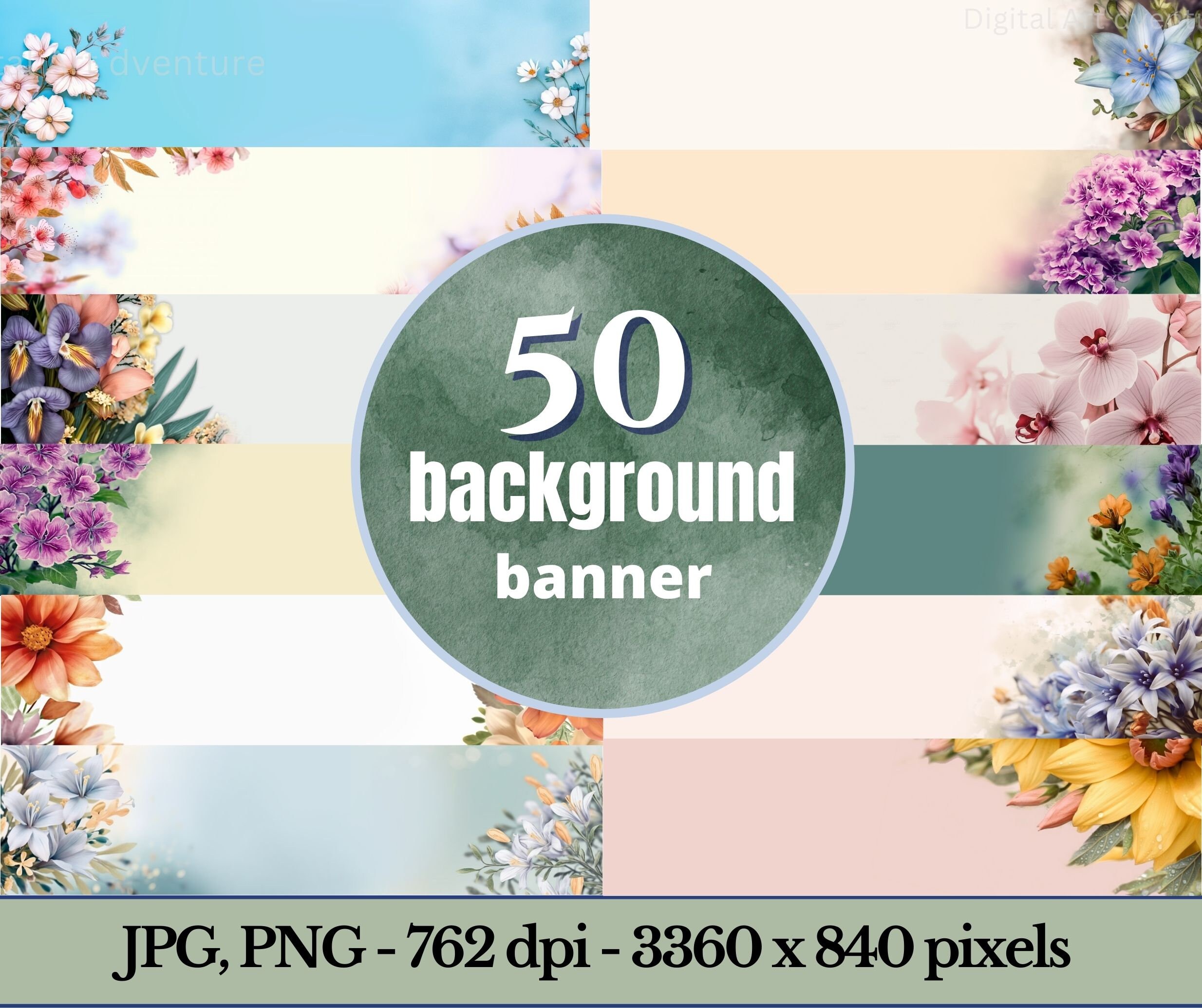 Background Banner Clipart, With Flowers Clipart, 50 PNG, 50 JPG Files ...