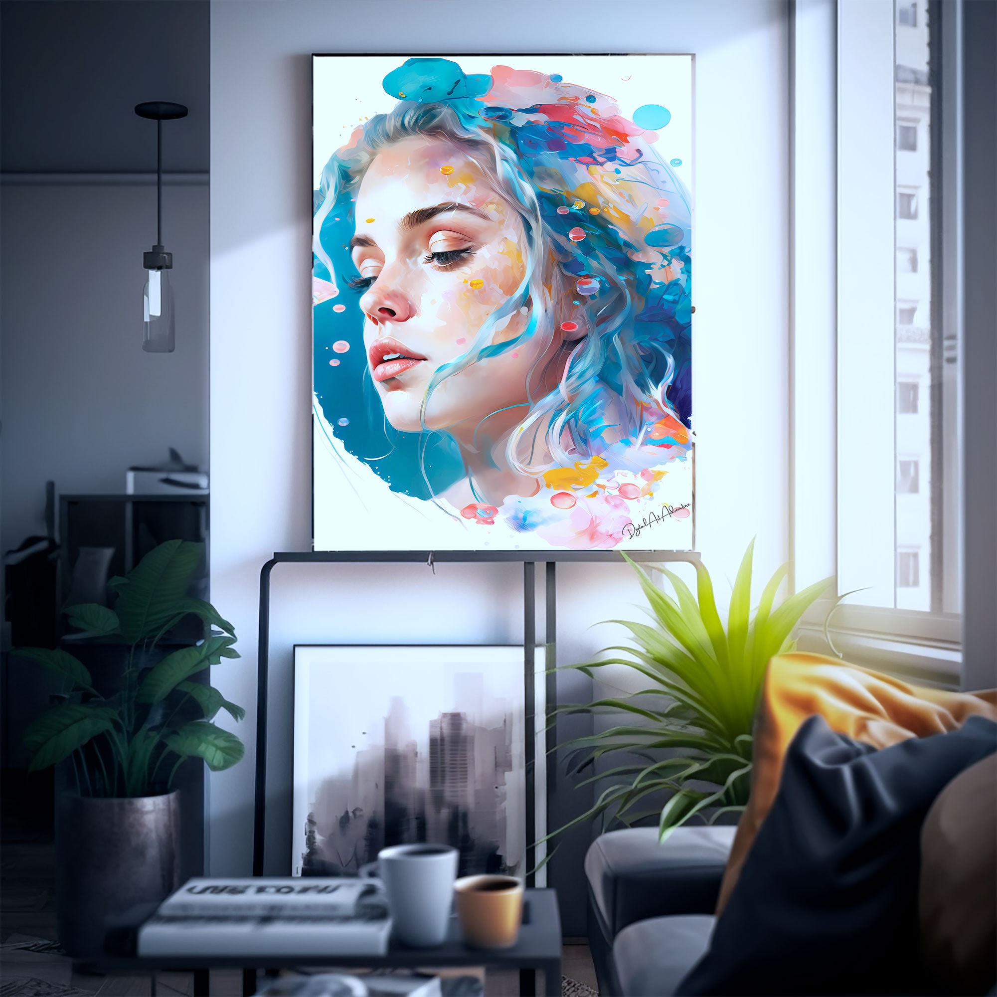 Art-house Style Digital Girl Portrait, Water Color, DIGITAL DOWNLOAD - Etsy