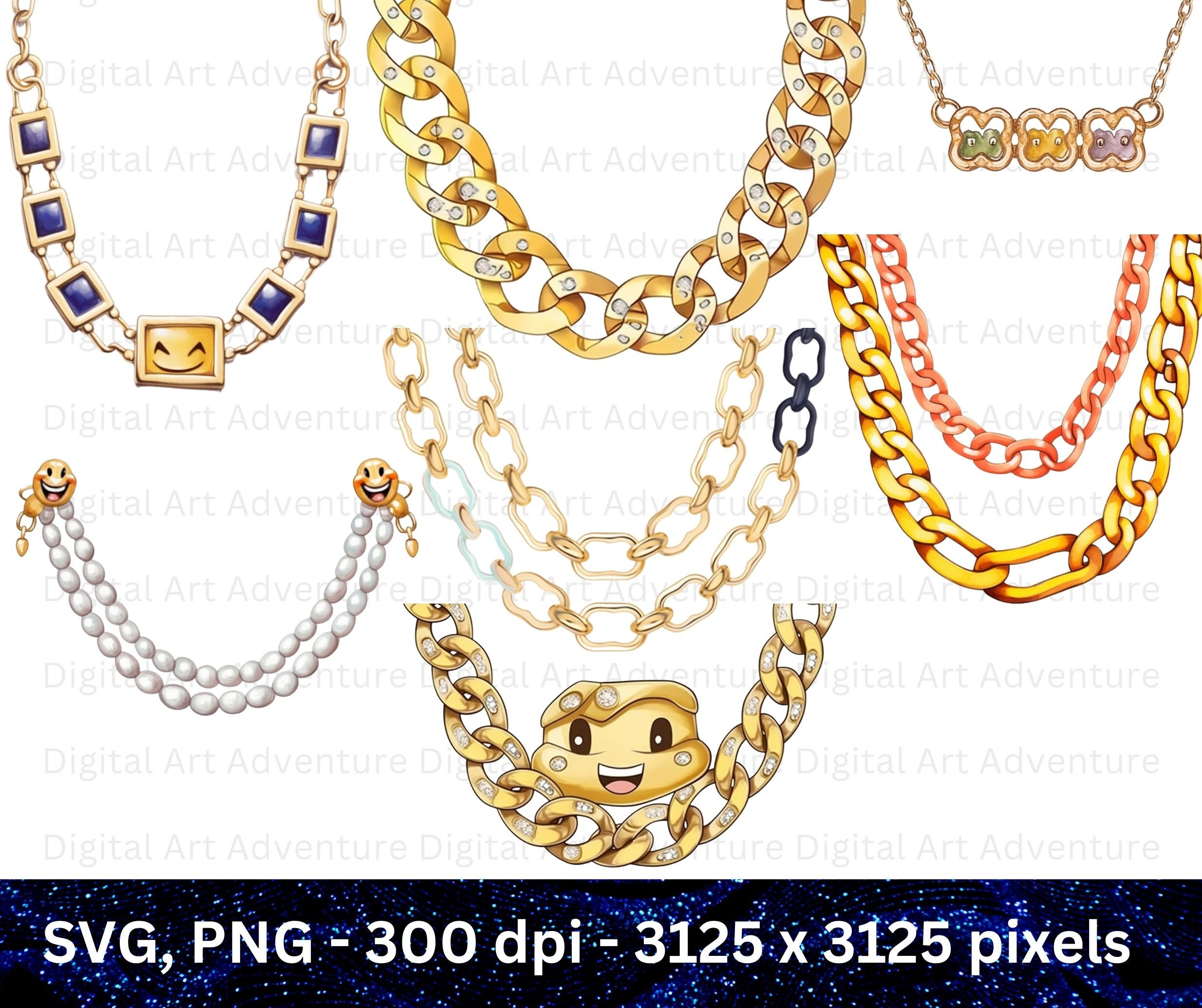 Gold Chains Clipart, 20 PNG, and 20 SVG Files - Etsy