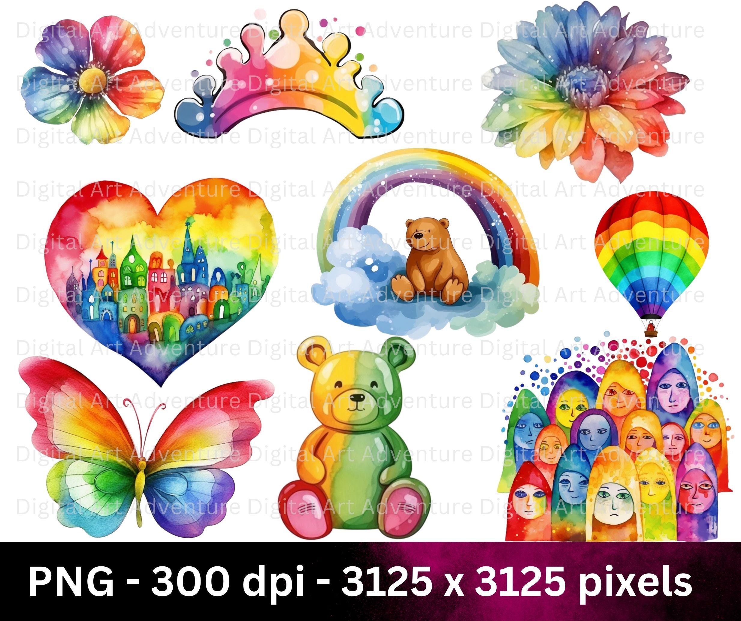 Watercolor Rainbow Clipart Watercolor 40 Files Background - Etsy