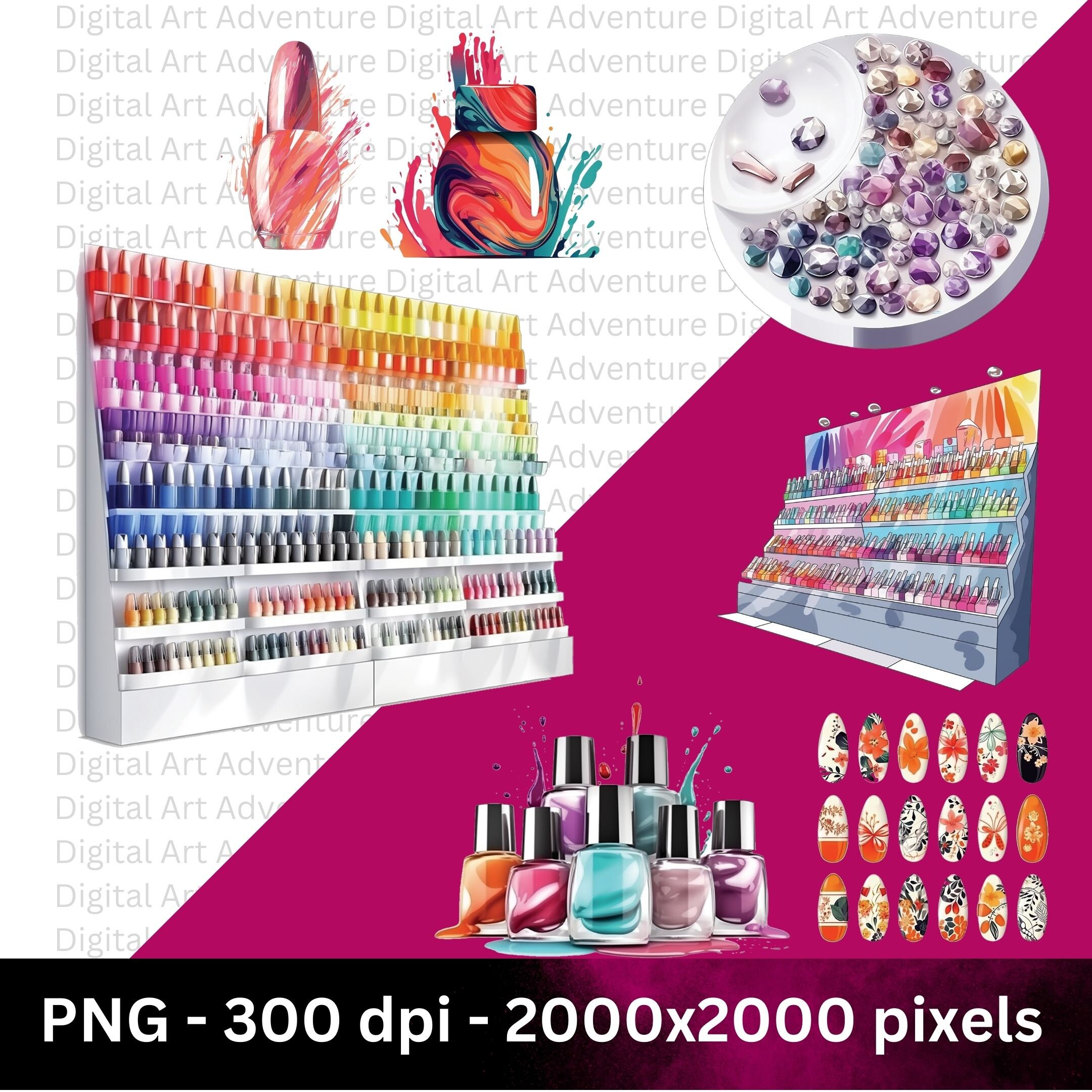 Nail Art Clipart, 60 PNG, T-shirt Print, Sublimation File, Transparent ...