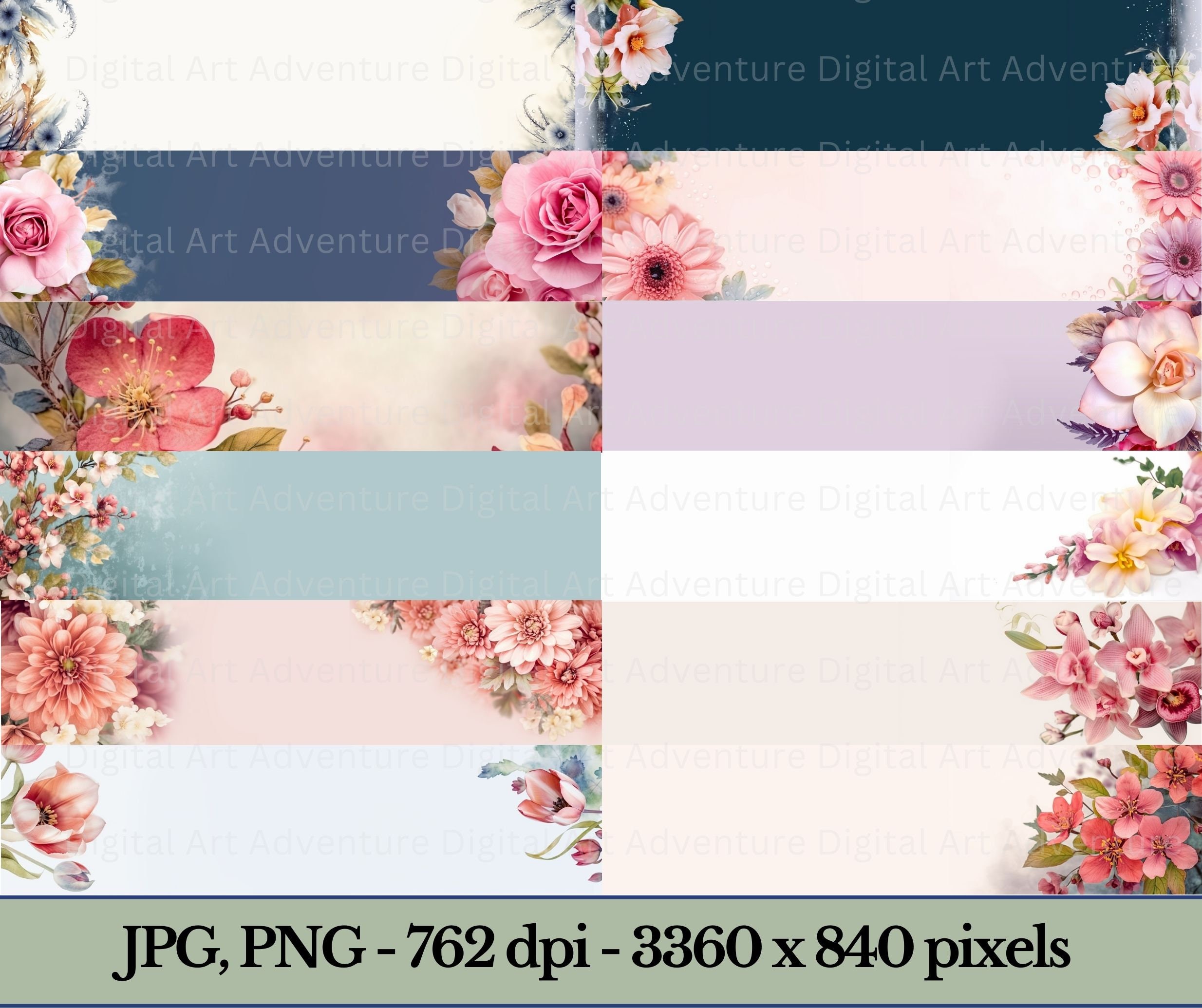 Background Banner Clipart, With Flowers Clipart, 50 PNG, 50 JPG Files ...