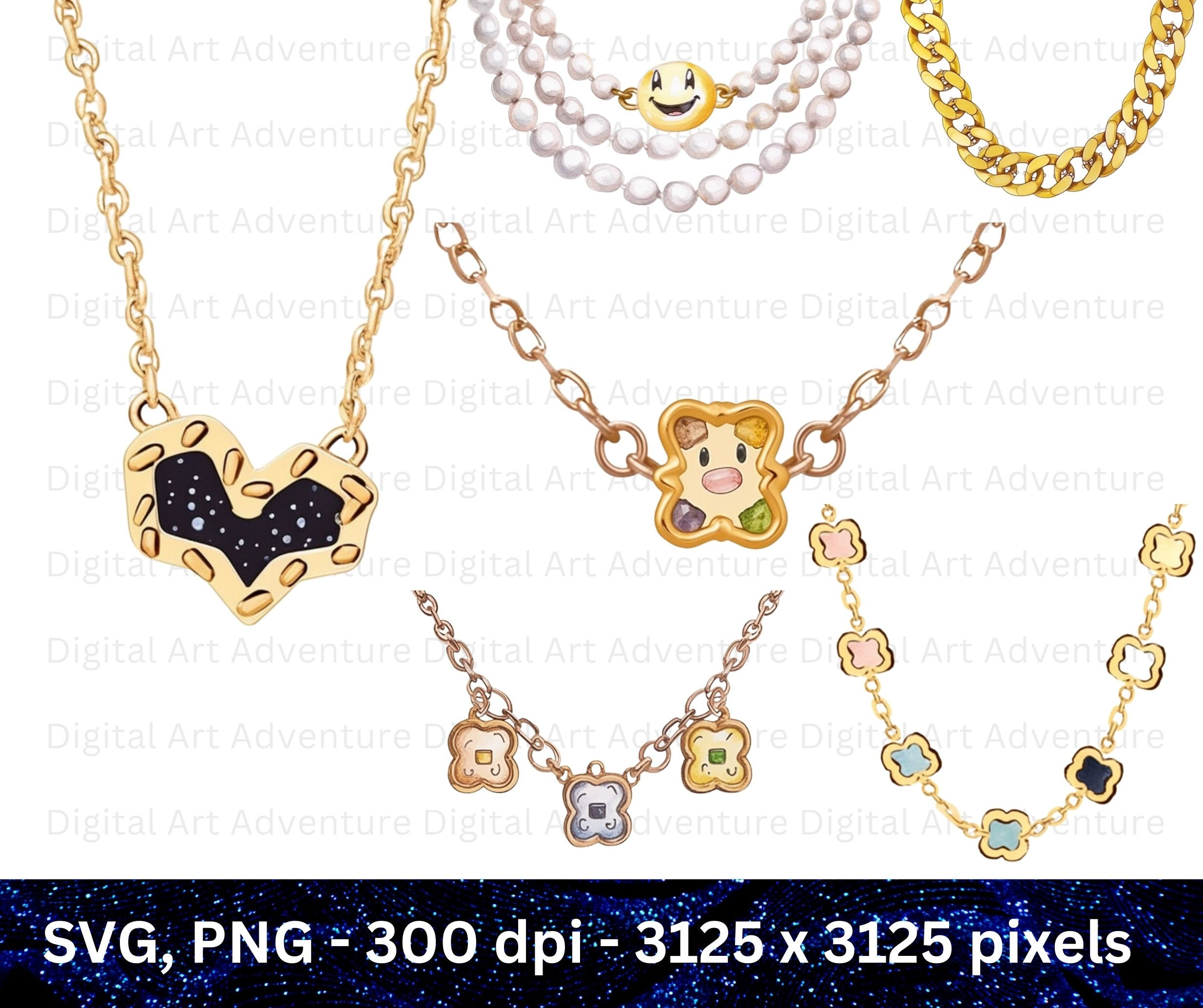 Gold Chains Clipart, 20 PNG, and 20 SVG Files - Etsy