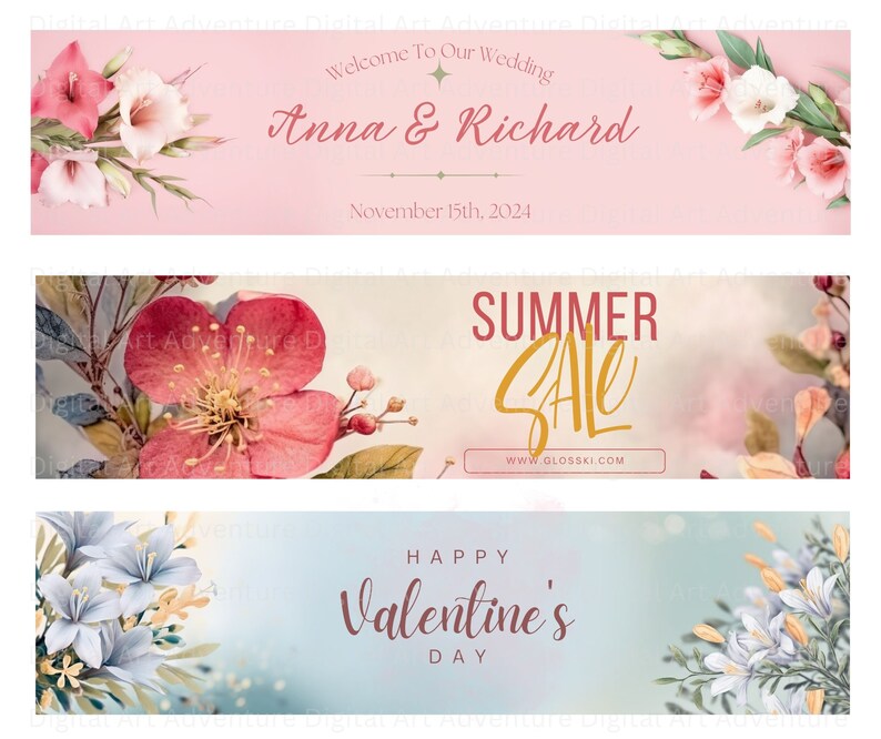 Background Banner Clipart, With Flowers Clipart, 50 PNG, 50 JPG Files ...