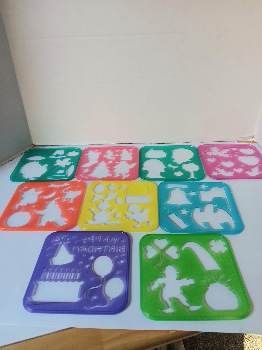 Vintage Tupperware Tuppertoys Stencil SET Lot of 9 Arts & Crafts Kids ...