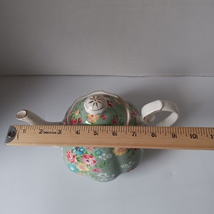 Gracie Tea Ware China Green & White Floral 5 CUP Porcelain Rose Floral ...