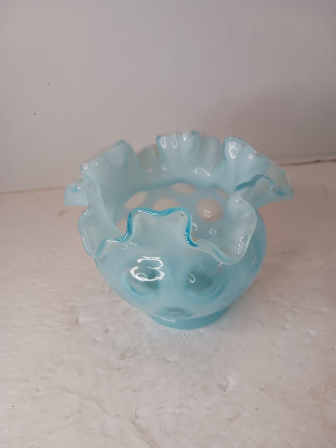 Vintage Fenton Coin Dot Opalescent Optic Dot Light Blue - Etsy