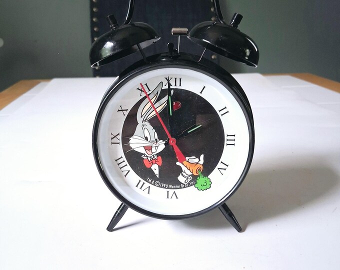 90s Bugs Bunny Rare Alarm Clock 1990 Warner Bros Looney Tunes Vintage ...