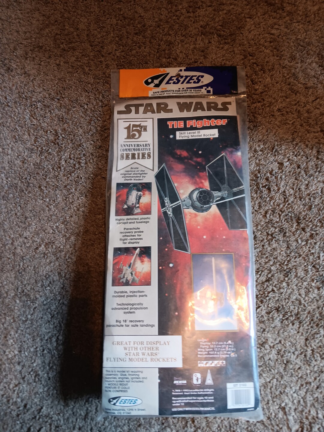 New Old Stock 90s Sealed Estes Star Wars TIE Fighter Model Rocket Kit ...