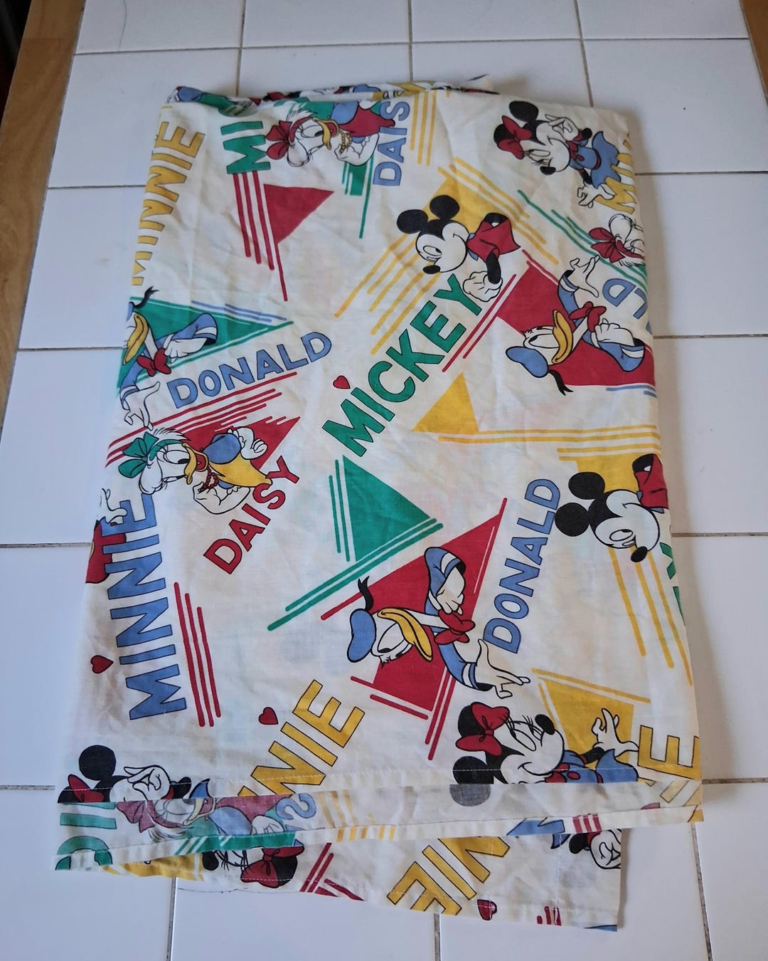 Vintage 80s Disney Mickey Mouse, Donald Duck Twin Flat Character Sheet ...